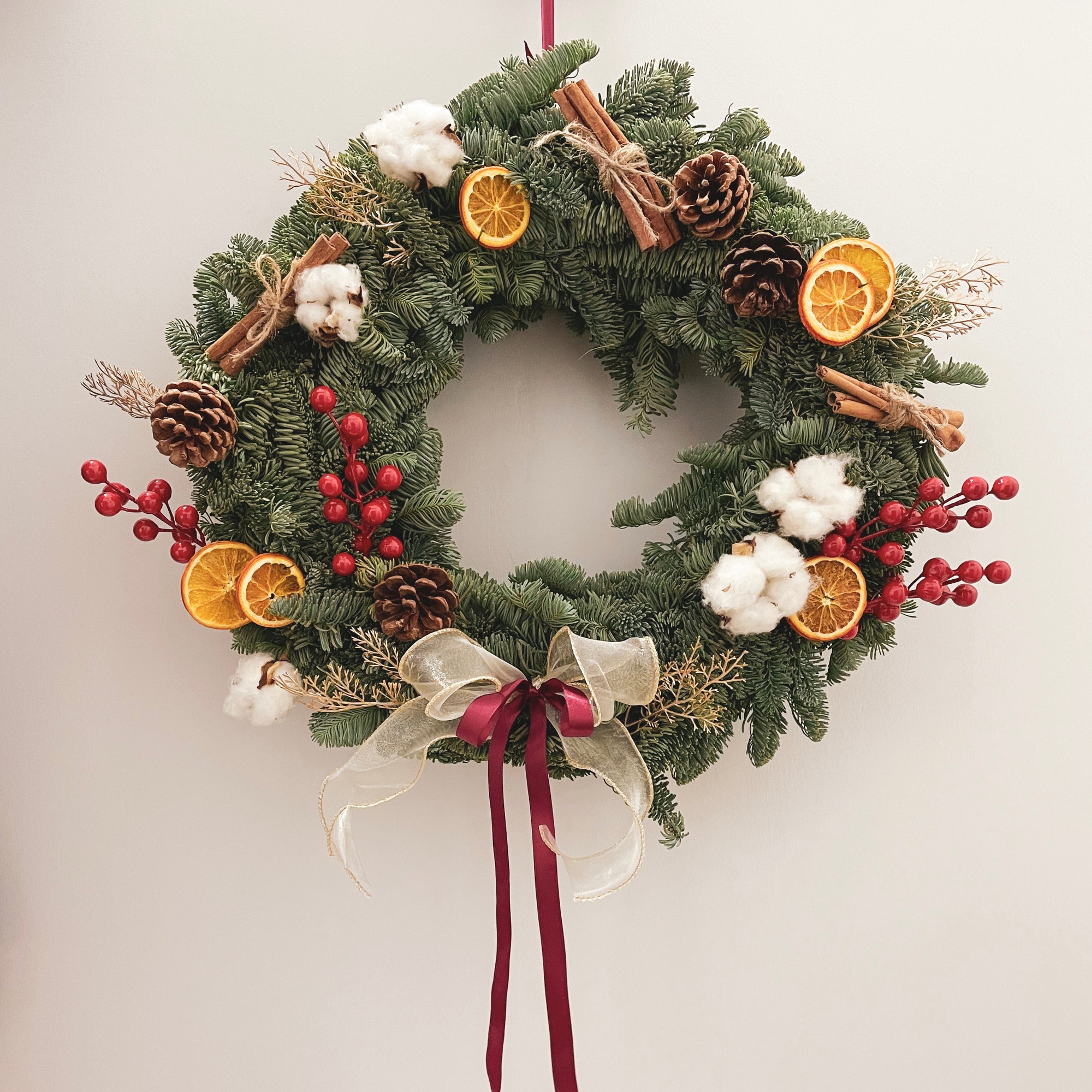 Jolly Christmas Fresh Nobilis Wreath – The Bloom Box